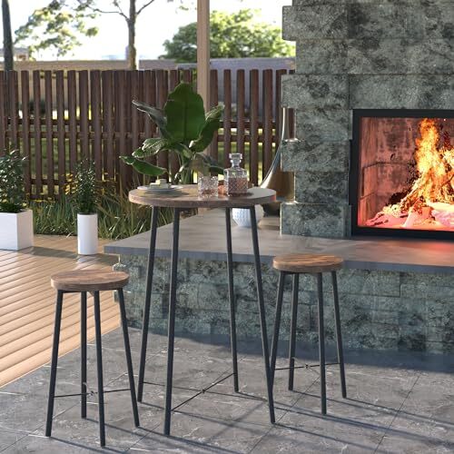 Small Bar Table and Chairs, Round Bistro Sets with 2 barstools, 3-Piece ...