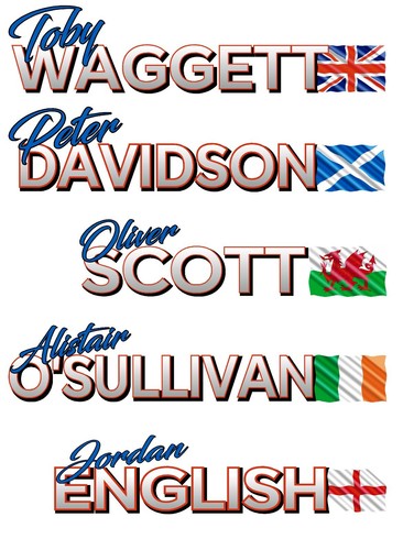 Motorsport Rally Race Tag Driver Name stickers with flags Text Window ...