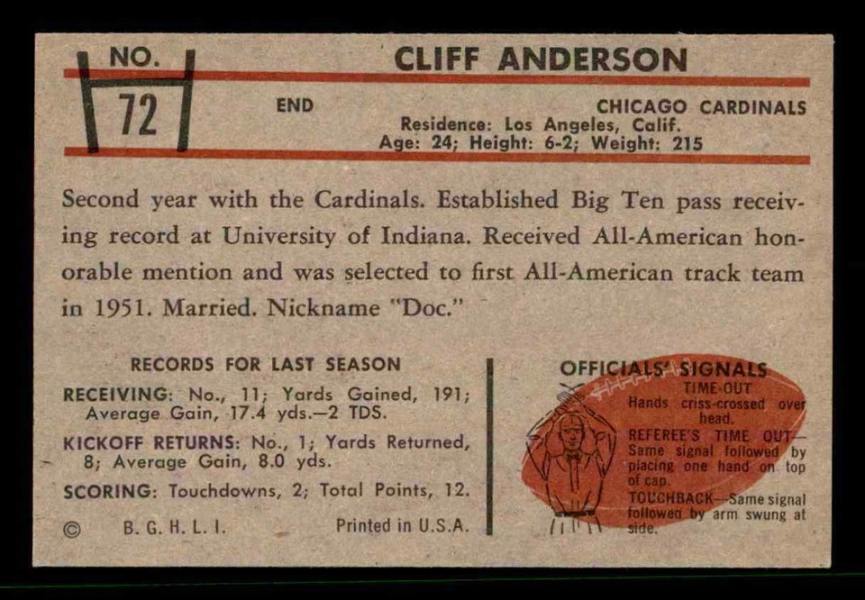 1953 Bowman #72 Cliff Anderson - NM | eBay