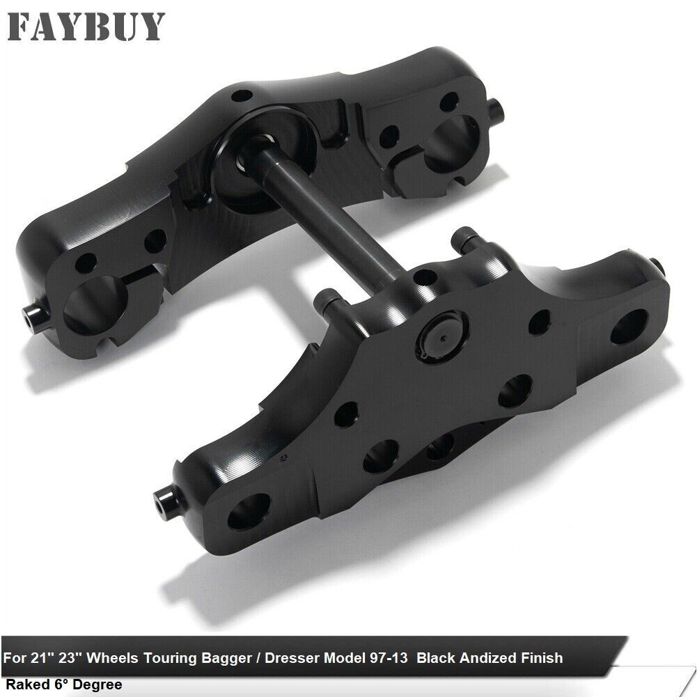 6 Degree Raked Triple Trees kit For Harley 21 23" Wheel Touring Road ...