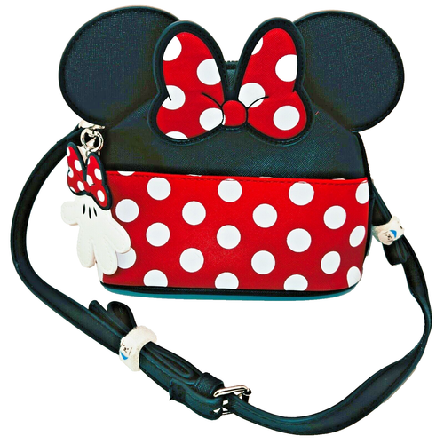 Disney Minnie Mouse Mini Handbag Crossbody and Keychain Black Red White ...