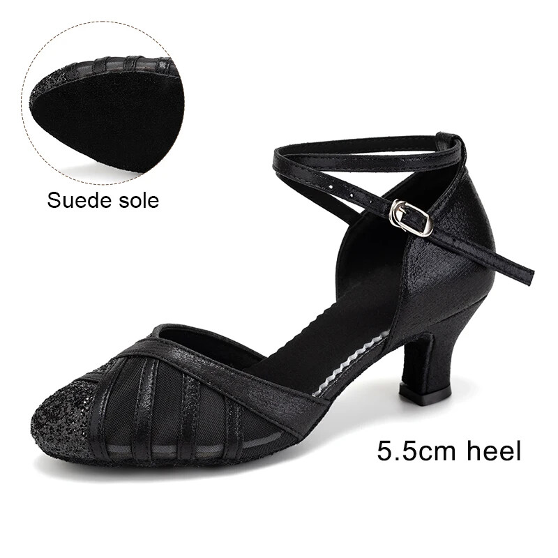 Women Modern High Heel Girls Latin Tango Dancing Shoe Closed Rubber ...