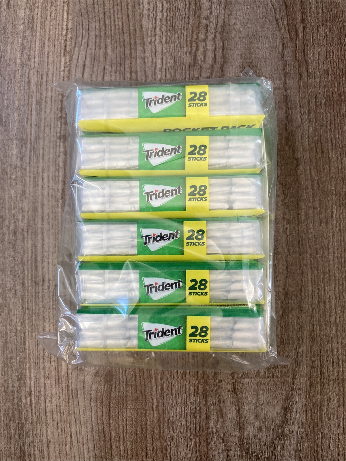 Trident Spearmint Sugar Gum 6 Pocket Packs of 28 Pieces (168 Total Piec ...
