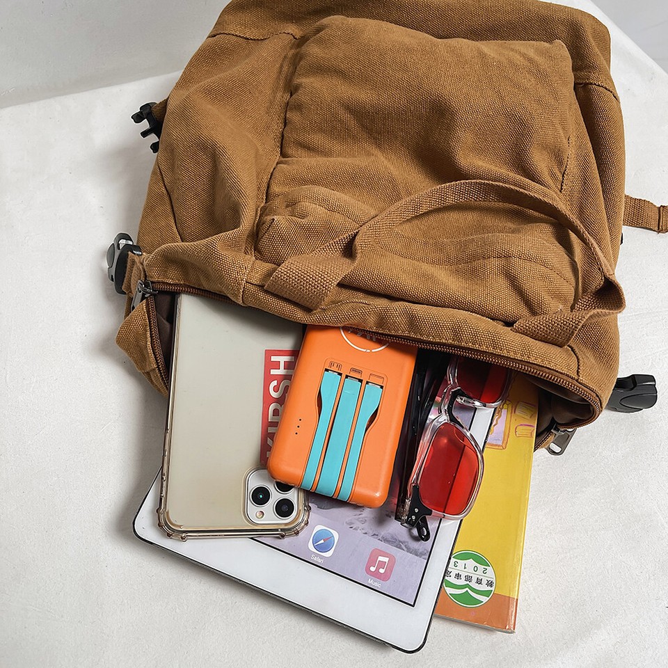 Canvas Backpacks Solid Color Aesthetic Hippie Y2K Backpack for Women ...