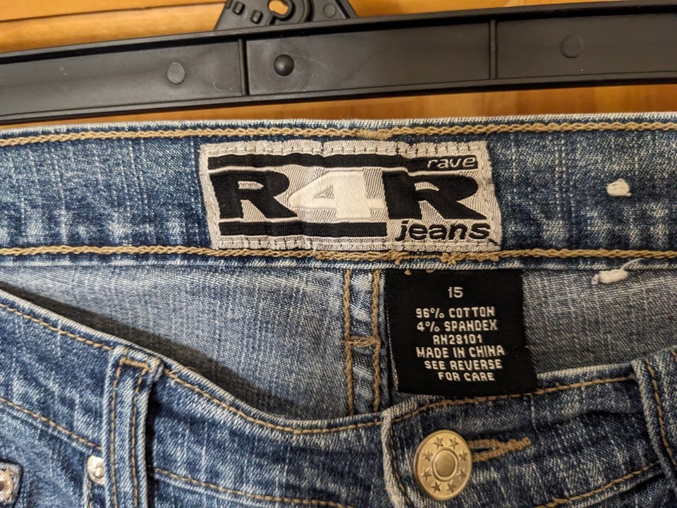 Vintage R4R Women’s Flare Jeans – Size 28 Waist – Distressed Blue Denim ...