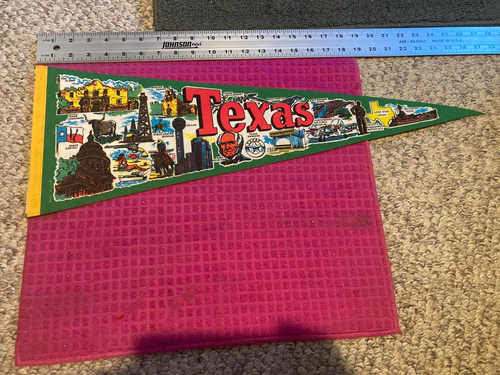 VTG TEXAS The Lone Star State PENNANT Alamo LONG HORN Rio Grande ...