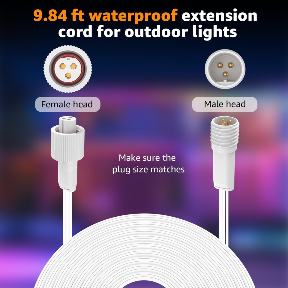 Extension Cable for Govee Outdoor Lights, IP68 Waterproof Extension ...