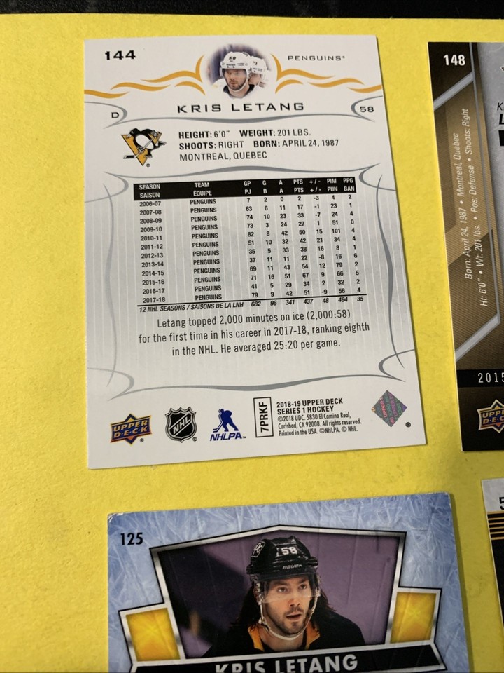 Kris Letang a lot of six NHL cards Pittsburgh Penguins | eBay