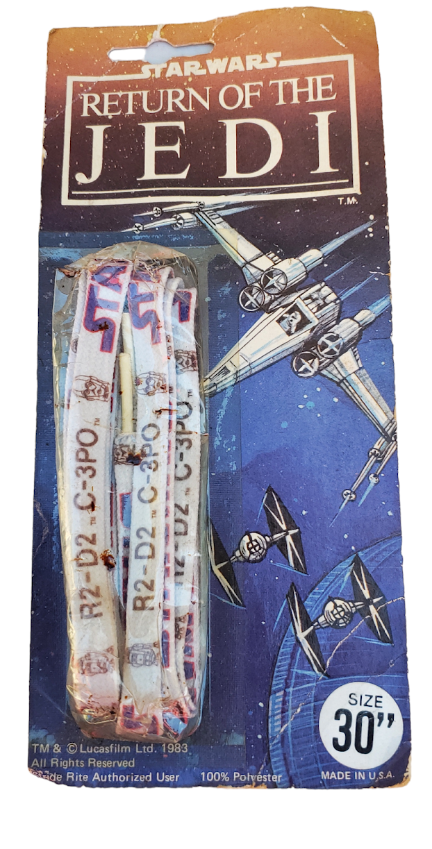 1983 ROTJ Return of the Jedi C-3PO R2-D2 Shoe Laces 30" X-Wing Tie ...