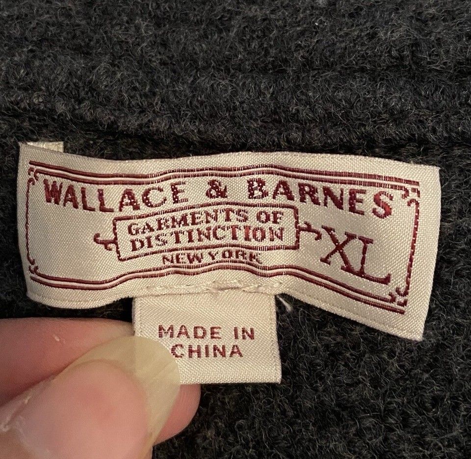 Wallace and Barnes Jacket Mens XL READ Gray Merino Wool Full Zip ...