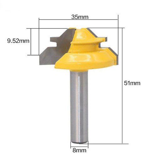 8mm Shank Lock Miter Router Bit Tungsten 45 Degree Woodworking Cutter ...