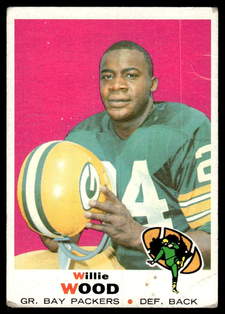 1969 Topps Football Card Willie Wood HOF EX + Green Bay Packers #168 | eBay