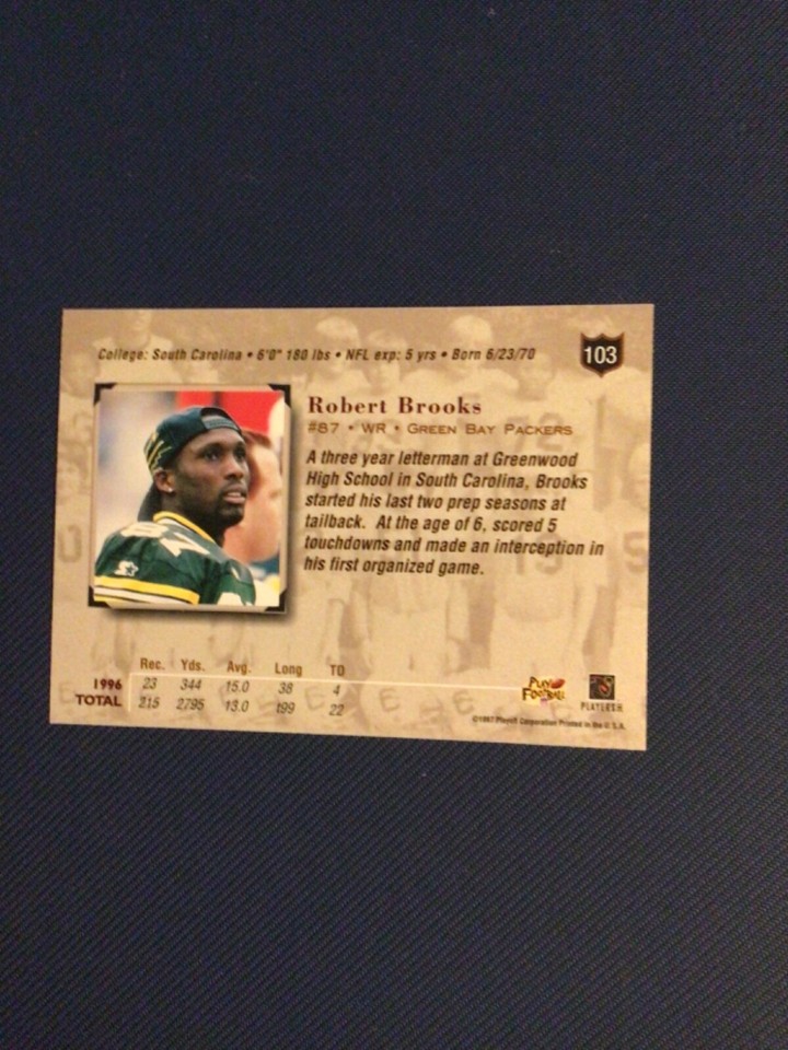 1997 Playoff Absolute Beginnings Robert Brooks Blue Card | eBay