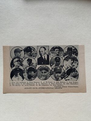Albany Senators Cy Blanton Del Bissonette Jake Powell 1934 Baseball ...
