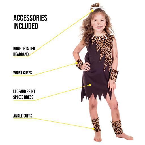 Kids Cave Girl Costume S - XL Girls Stone Age Cavewoman Dress Caveman ...