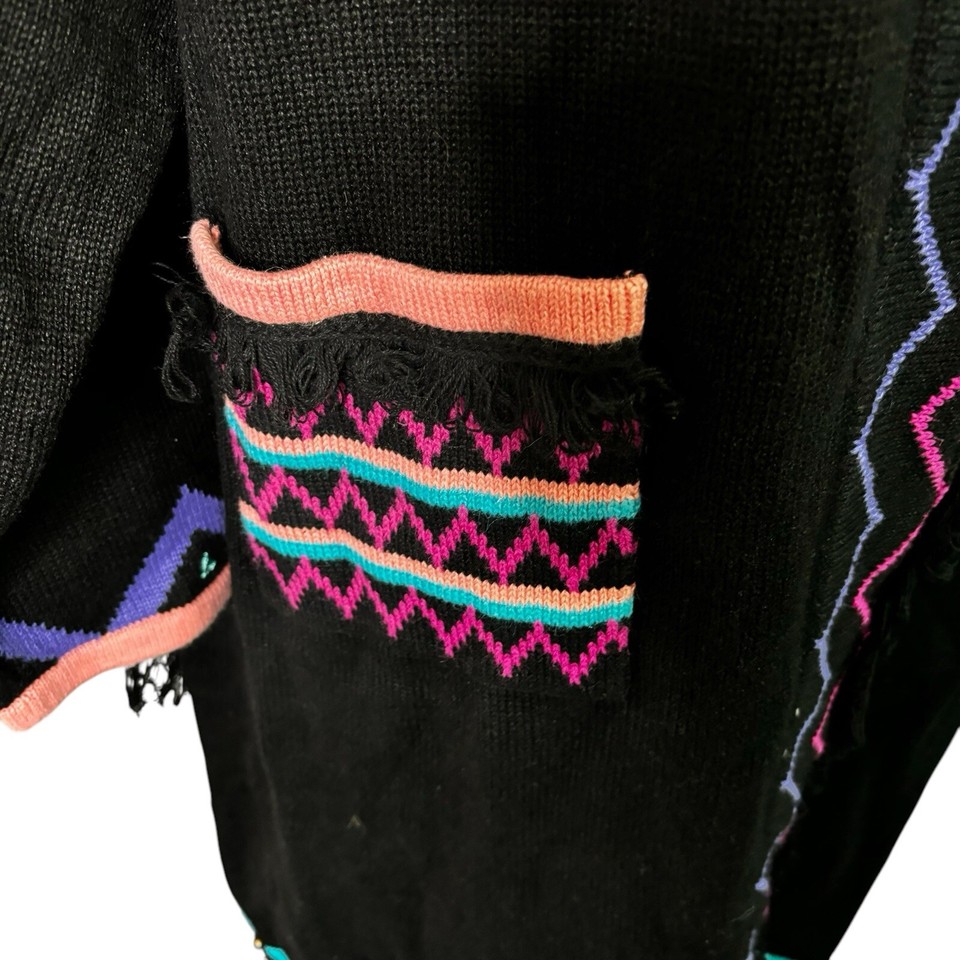 Anthony Original Sweater Scarf Set 2X Black Embroidered Cultural Long ...