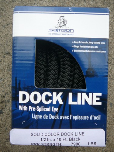 Super Strong SAMSON 1/2" x 10' Double Braid Nylon Black Dock Line ...