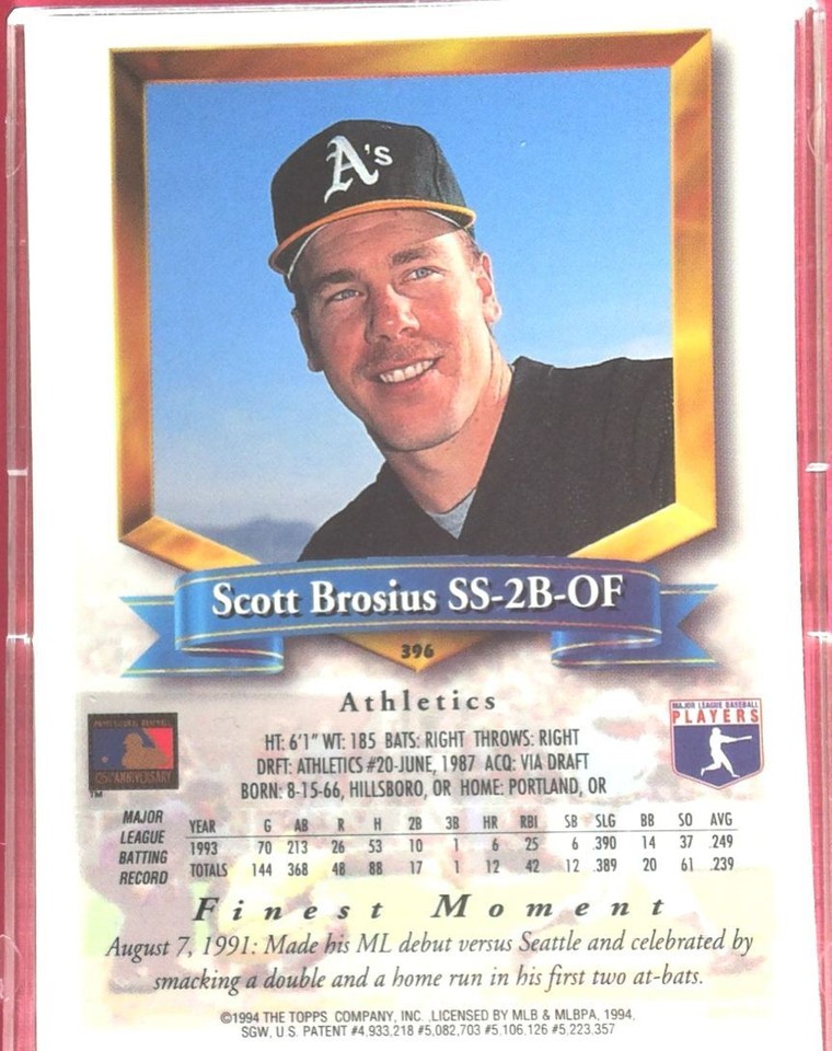 1994 Finest #396 Scott Brosius - Oakland Athletics | eBay