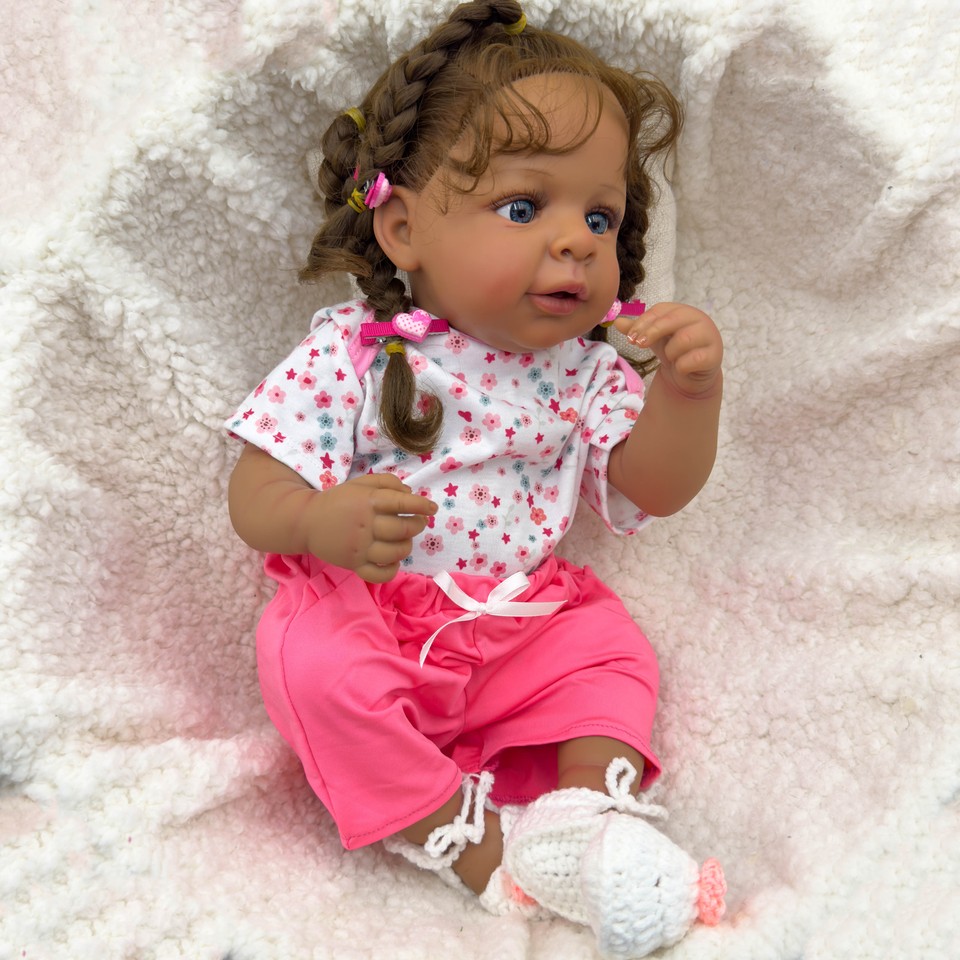 Cute 23" Reborn Baby Dolls Black Skin Cloth Body Baby Poseable ...