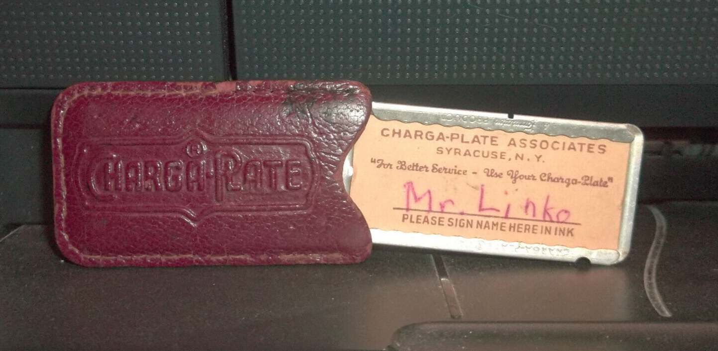 VTG Metal Charge Plate Charga-Plate Triple Cities Binghamton NY leather ...