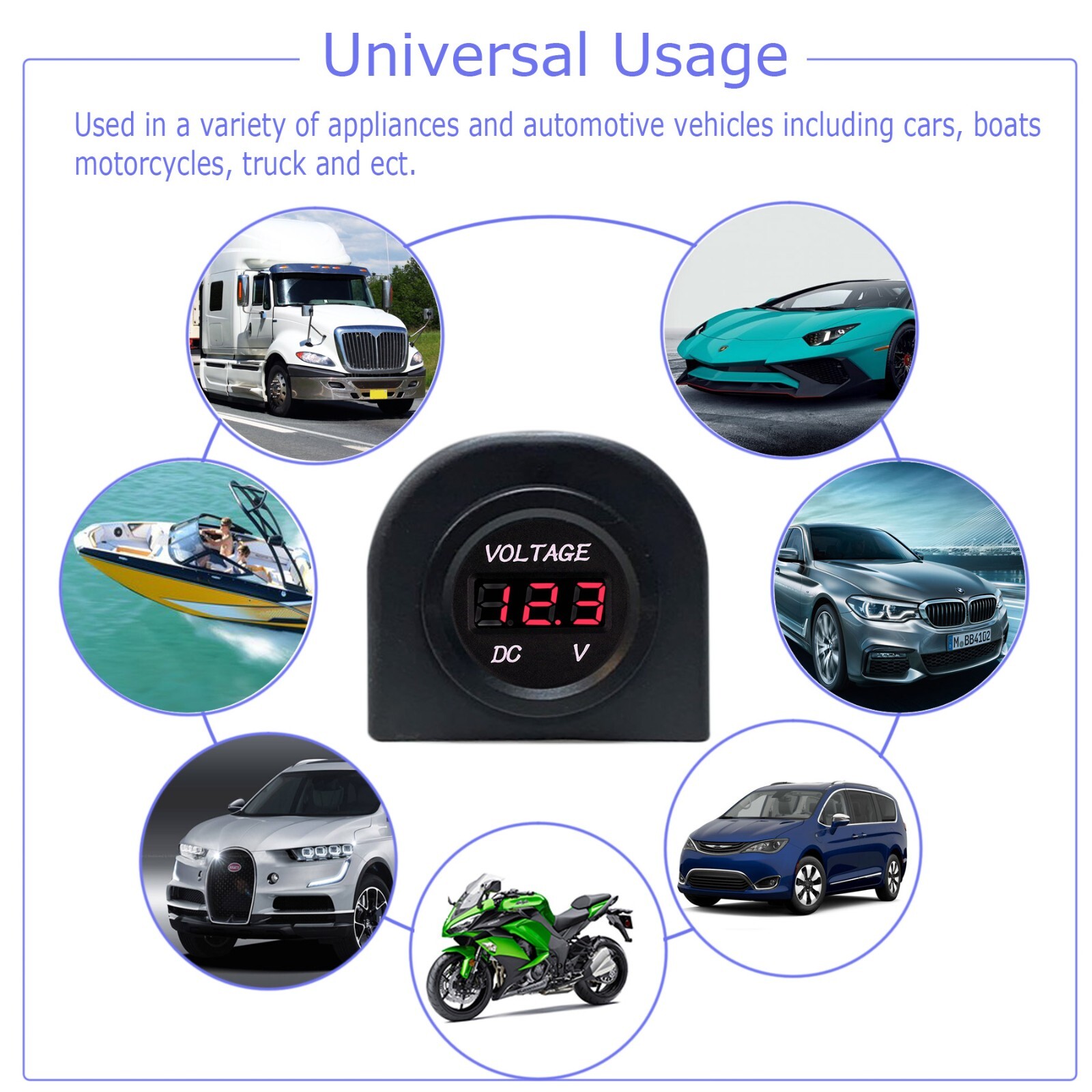 Waterproof CAR Battery Meter DC 12V Voltmeter LED Digital Display ...