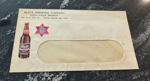 GRAPHIC BLATZ BEER MILWAUKEE WI PAPER ENVELOPE SIOUX FALLS SD BRANCH W ...