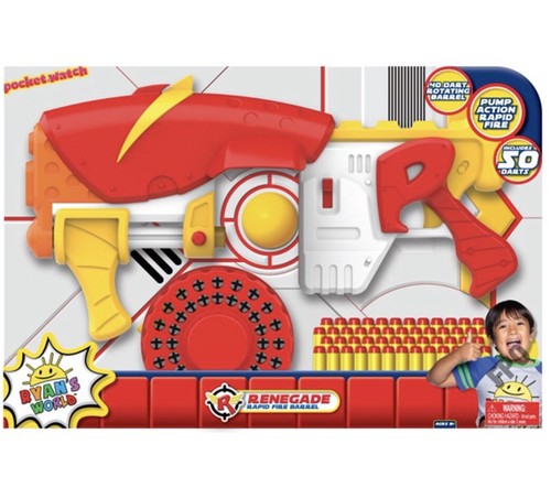 Ryan's World Ryan's Dart Tag Renegade Pump Action Blaster Includes 50 ...