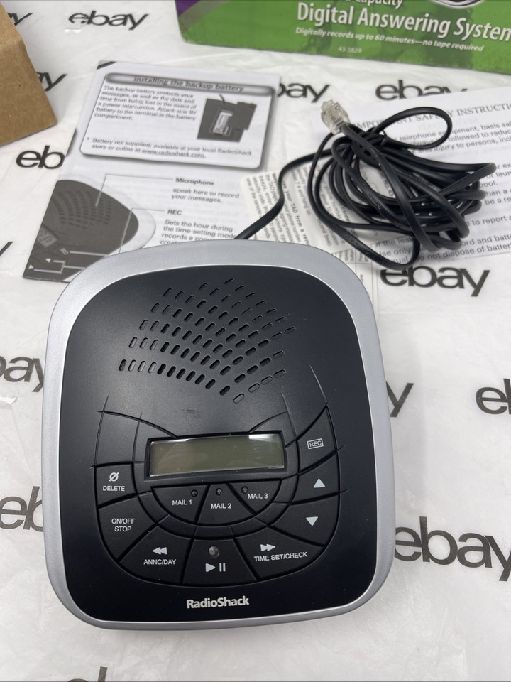 Radio Shack Digital Phone Answering System Model 43-3829 No Power Cord ...