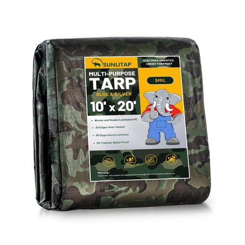 Camouflage Tarp 10x20Ft Waterproof Tarps with Grommets, Multipurpose ...