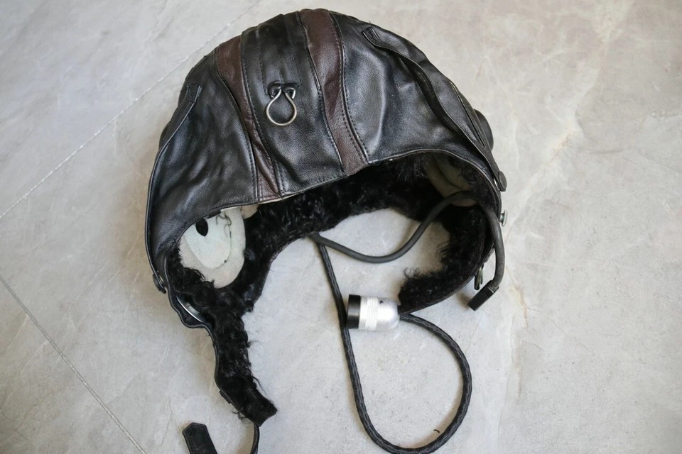 Original 1957's Air Force MIG Pilot Winter Leather Flight Helmet,Black ...