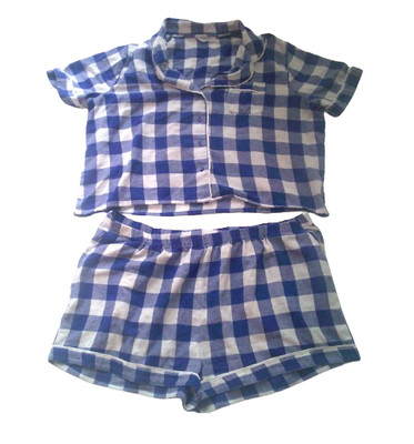 Primark Plaid Short Pajamas Blue & White Plaid Shorty Pajamas Size XL ...