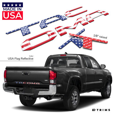 USA Flag Reflective | 3D Domed Letters Inserts for Tacoma 2016-2023 ...