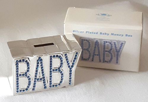 Silver Plated - Baby Money Box - Blue - Brand New 5010792286273 | eBay