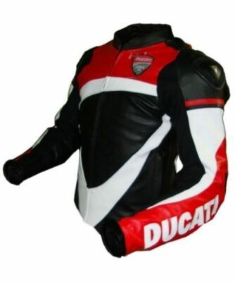 DUCATI Mens Motorcycle Biker Leather Jacket Racing Motorbike Leather ...