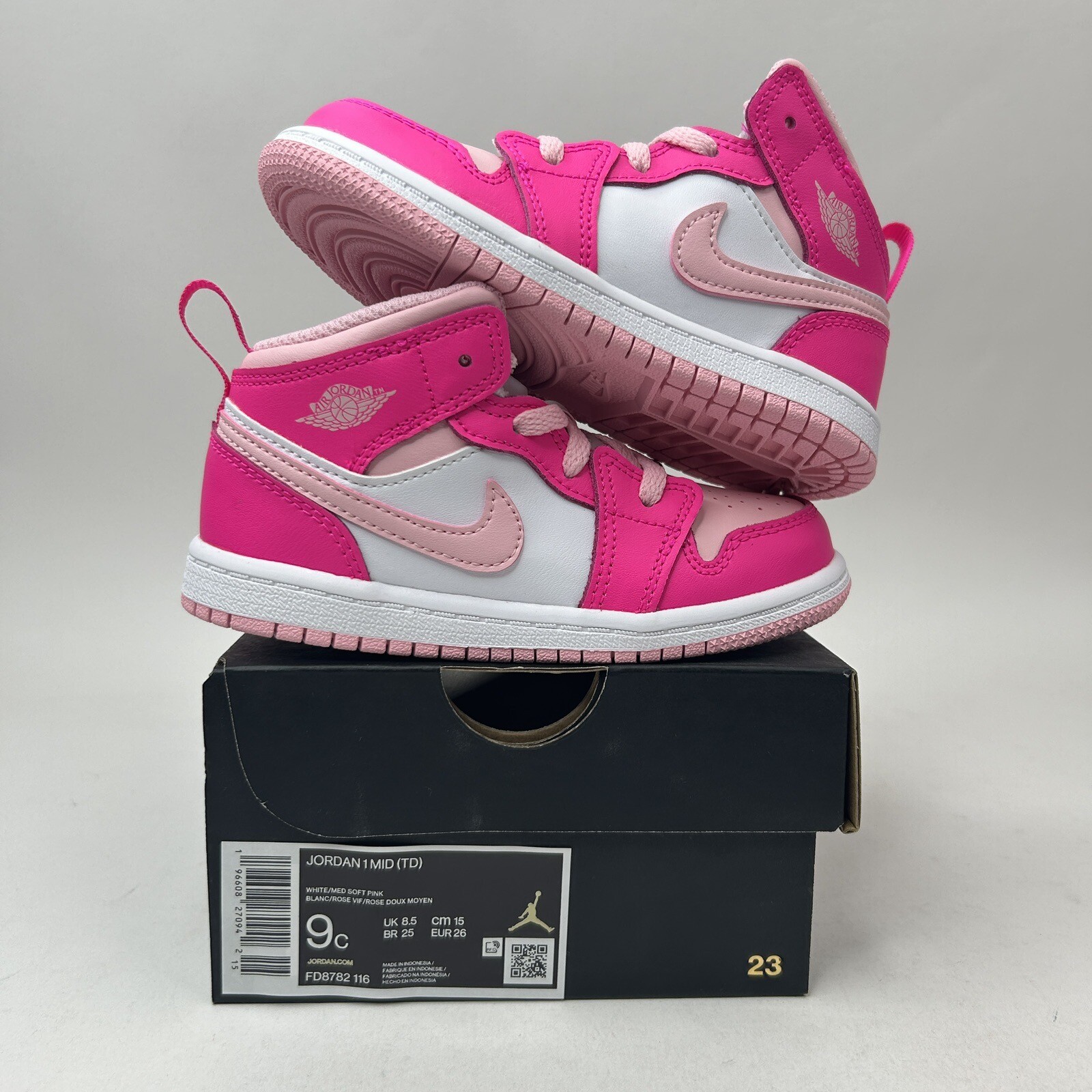 Nike Air Jordan 1 Retro Mid TD “Fierce Pink/Barbie” FD8782-116 9C New ...