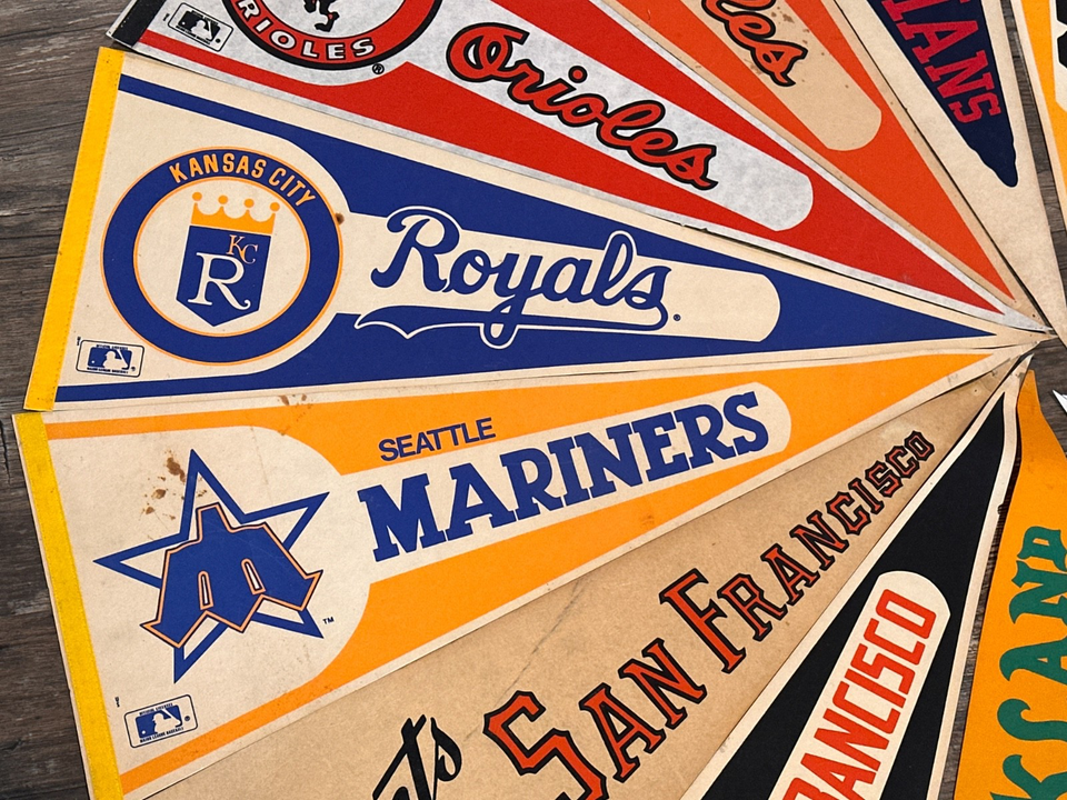 Vintage Lot of 16 Major League Baseball MLB Pennant Flags 30" Long | eBay