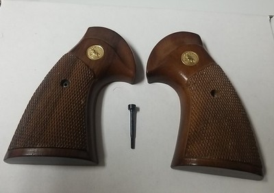 Colt Python Wood Grips OEM Gold Medallions W/ Screw | eBay