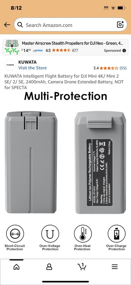 Genuine DJI Battery High Compatibility Mini 2 SE 4K Mini Series Flight ...