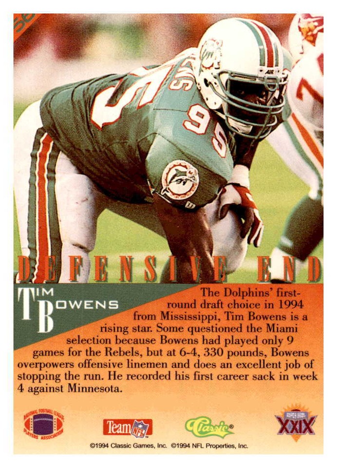 1995 Classic NFL Experience Gold Tim Bowens 56 | eBay