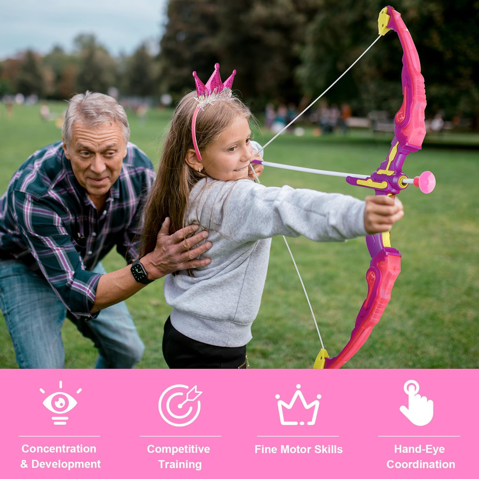 Bow and Arrow with LED -Archery Bow Set Toys with Cape and Crown, Gift ...