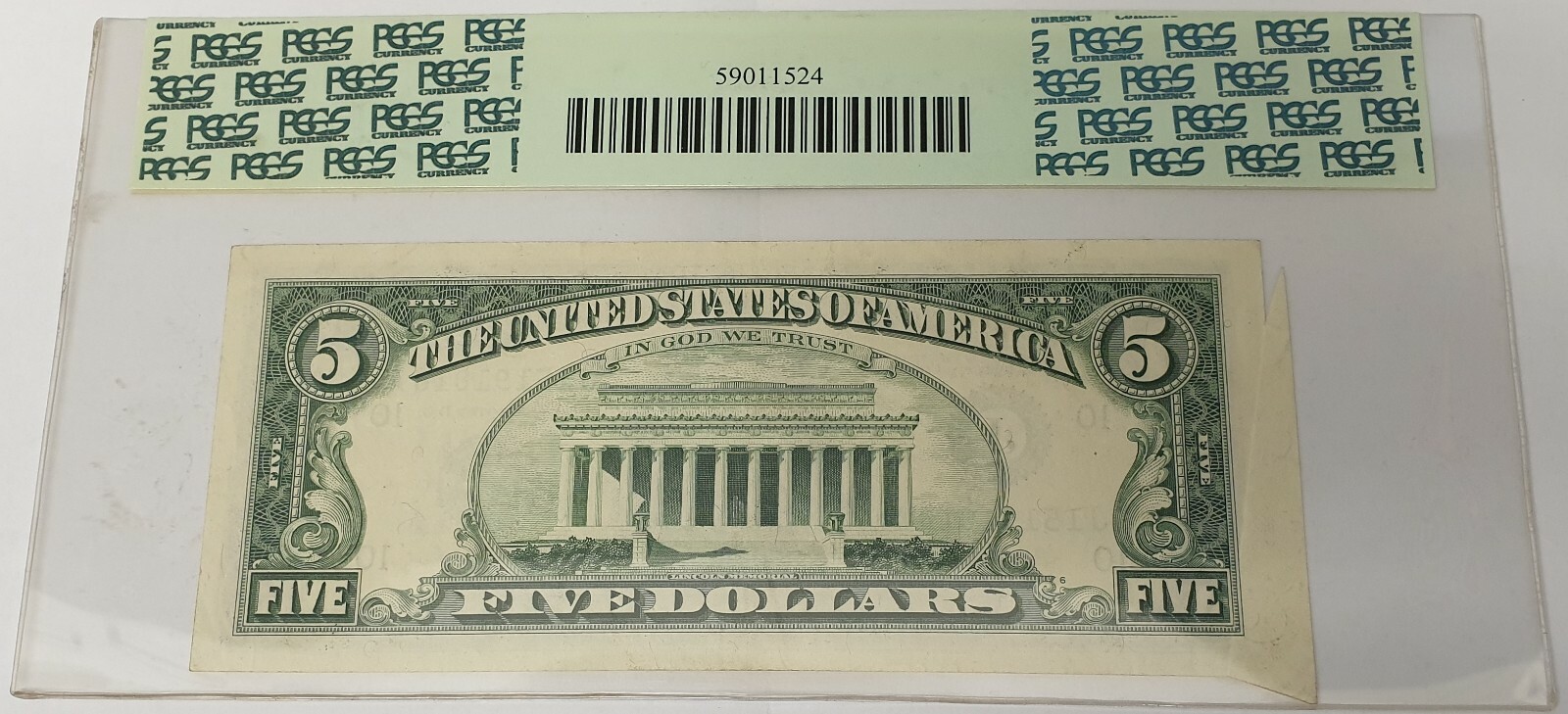 UNITED STATES 1988 $5 Dollars " BUTTERFLY FOLD ERROR " PCGS GRADE and ...