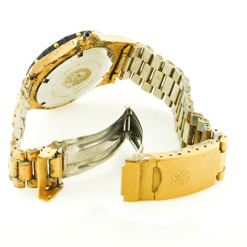 TAG HEUER 3000 937.406 BLACK BEZEL + GOLD PLATED S.S. CASE FOR PARTS OR ...