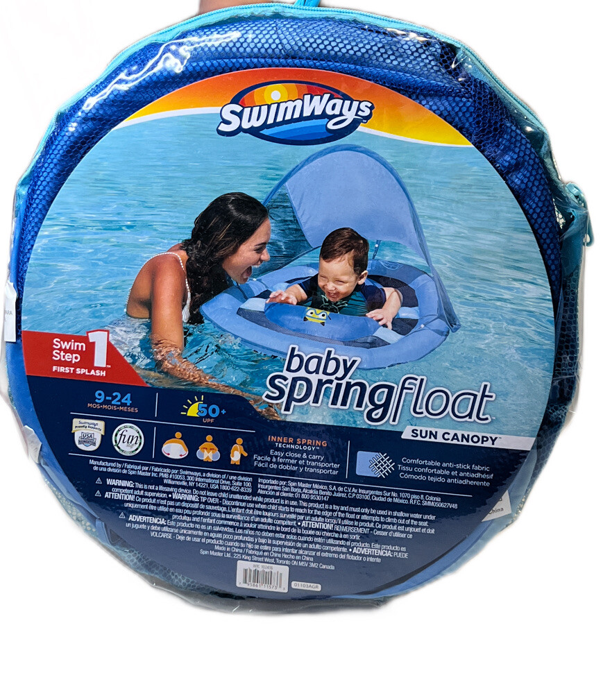 SwimWays Baby Spring Float with Sun Canopy Blue Swimways Step 1 for 9 ...