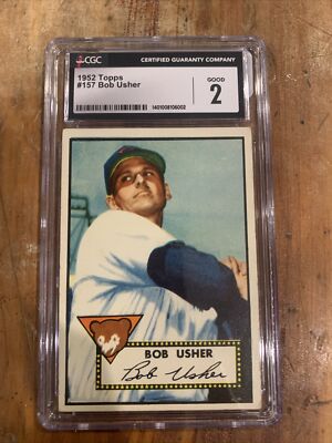 🔥 1952 Topps BOB USHER #157 GRADED CGC 2 - Set Break Vintage CUBS ...