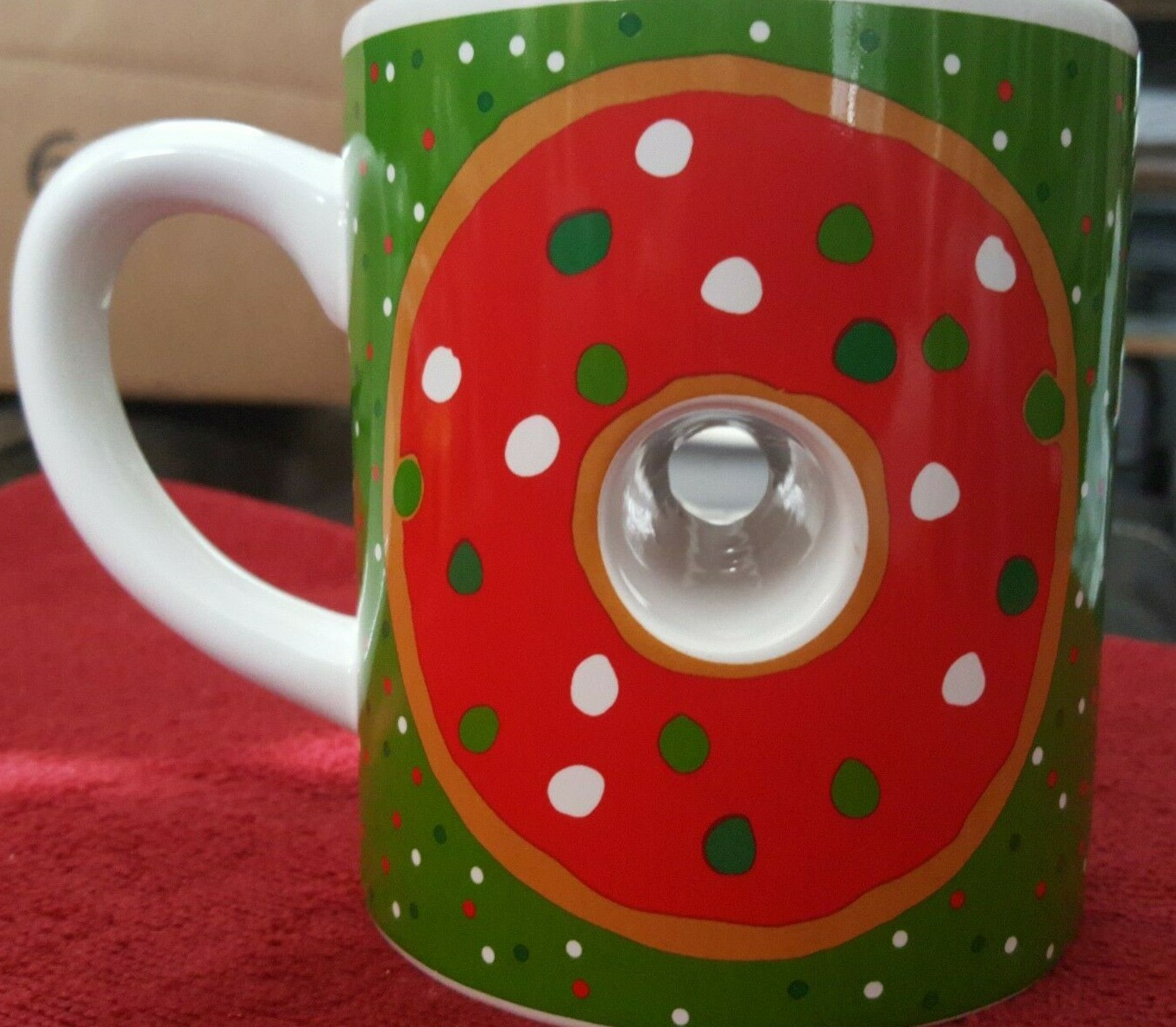 Donut Daze Red Dount Holiday Ceramic Coffee Mug Donut Hole | eBay