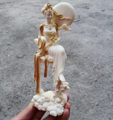 Chinese Moon Goddess Fairy Statue Beauty Lady Figure Gold Foil Shining ...