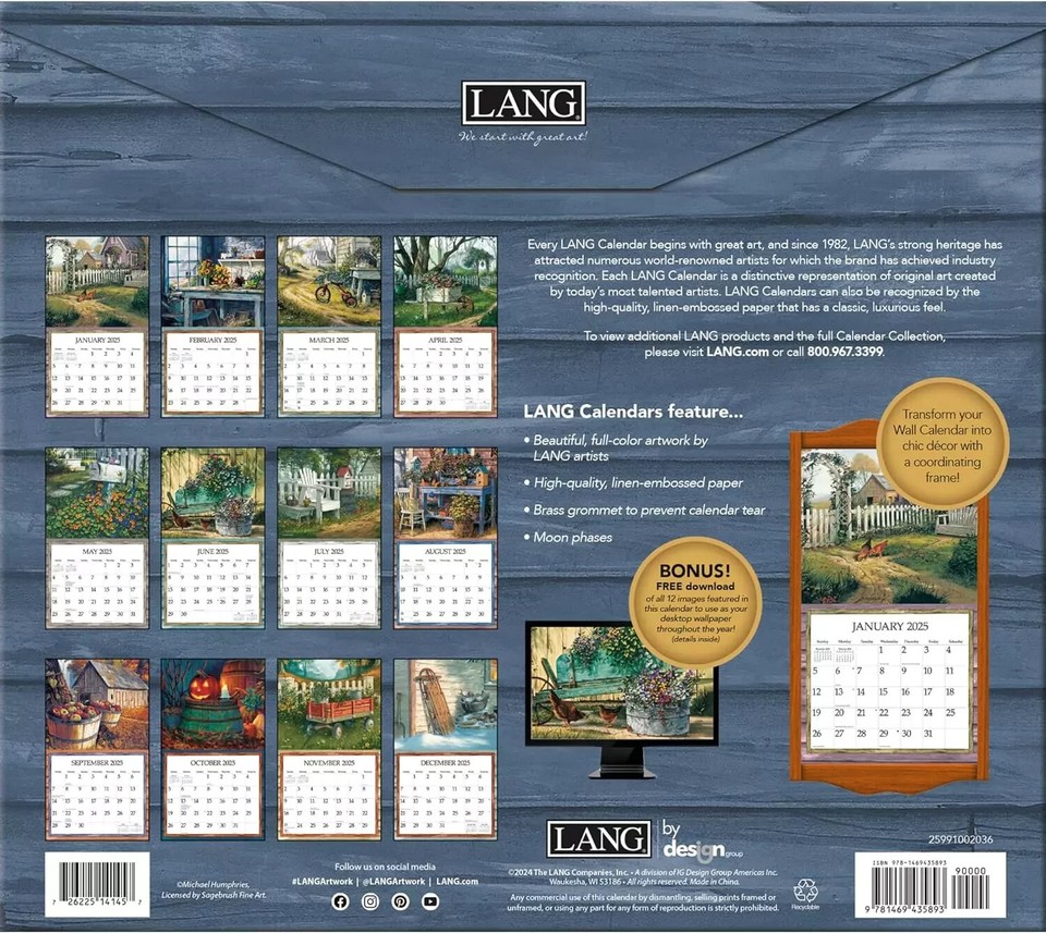 2025 Lang Simple Country Wall Calendar 14 x 12.5 FAST DELIVERY | eBay