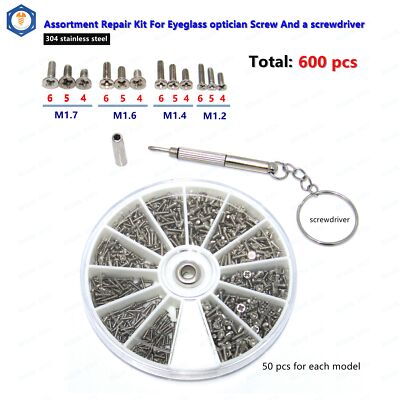 Assortment Repair Kit For Eyeglass optician Screw And a screwdriver ...