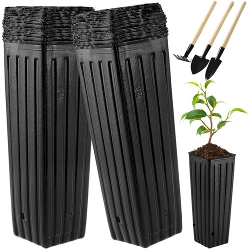 50 Pcs Plastic Deep Nursery Treepots, Tall Tree Pots, 9.8" Tall Nursery ...