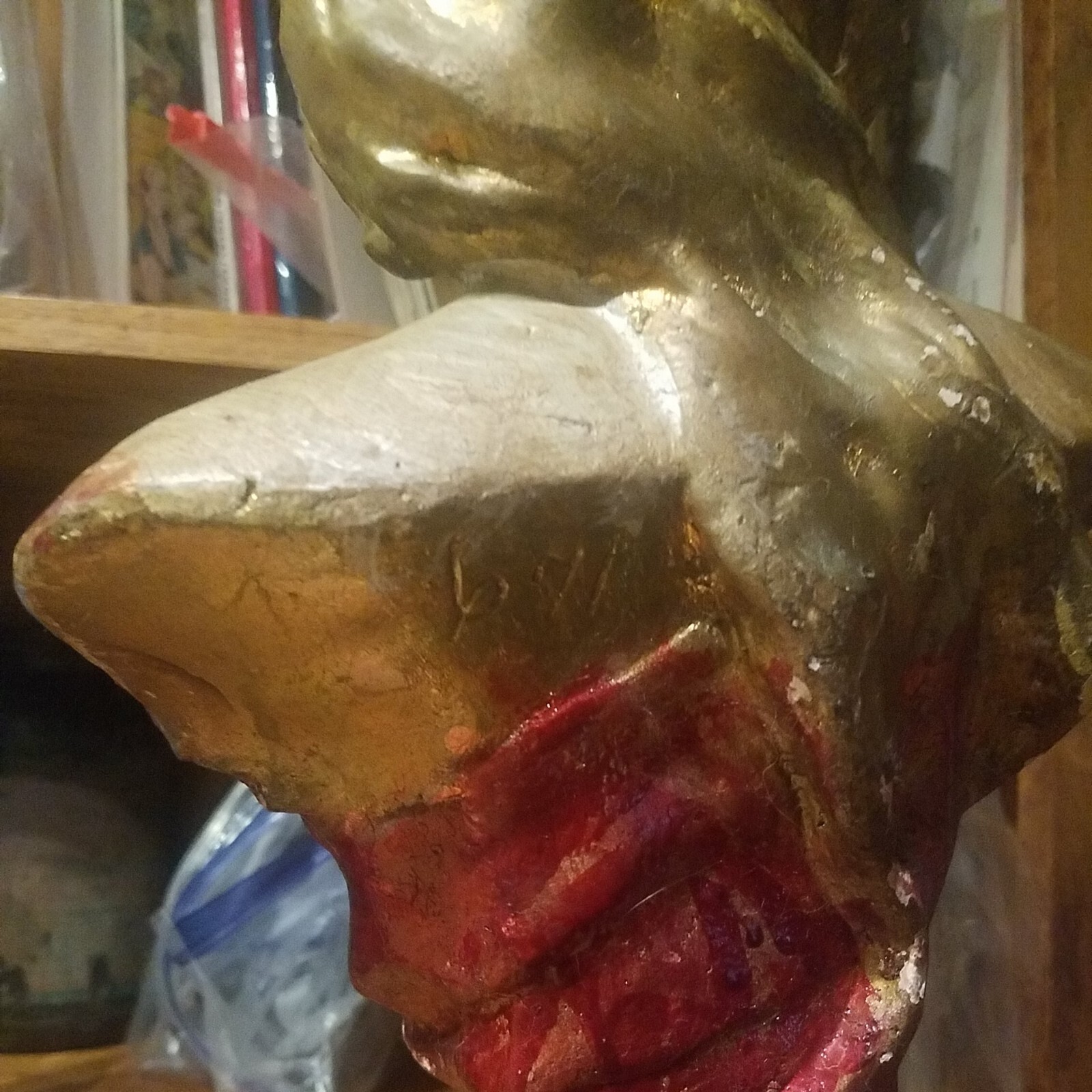 Antique Lovely Young Lady Plunging Neckline Bust Polychrome Like Paint ...